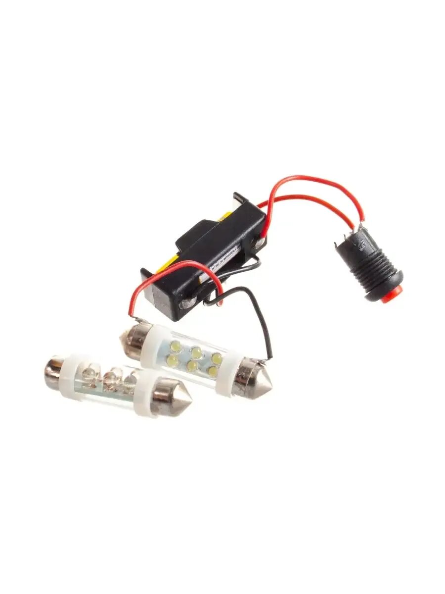 Лампа автомобильная C10W 6 LED WHITE 39мм 2 шт 6000K 120лм