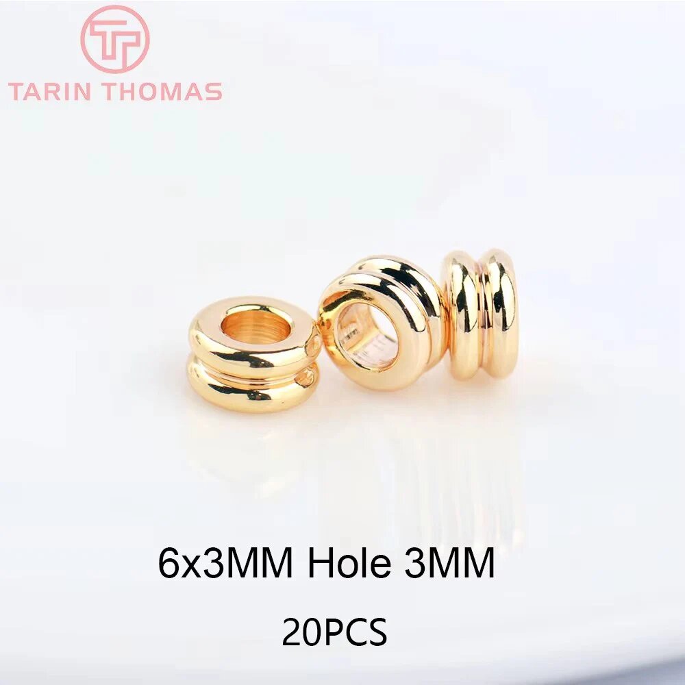 TARIN THOMAS Латунные квадратные бусины-разделители 24K 4962-24K Gold Color