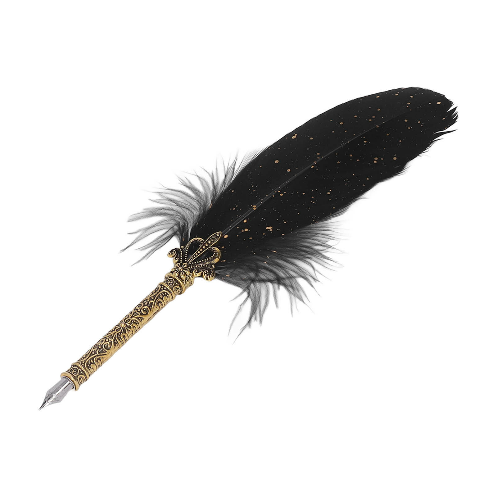 Набор гусиных ручек в стиле ретро, элегантный изысканный узор, сглаживающее перо для письма, набор ручек для каллиграфии со сменными наконечниками черного цвета