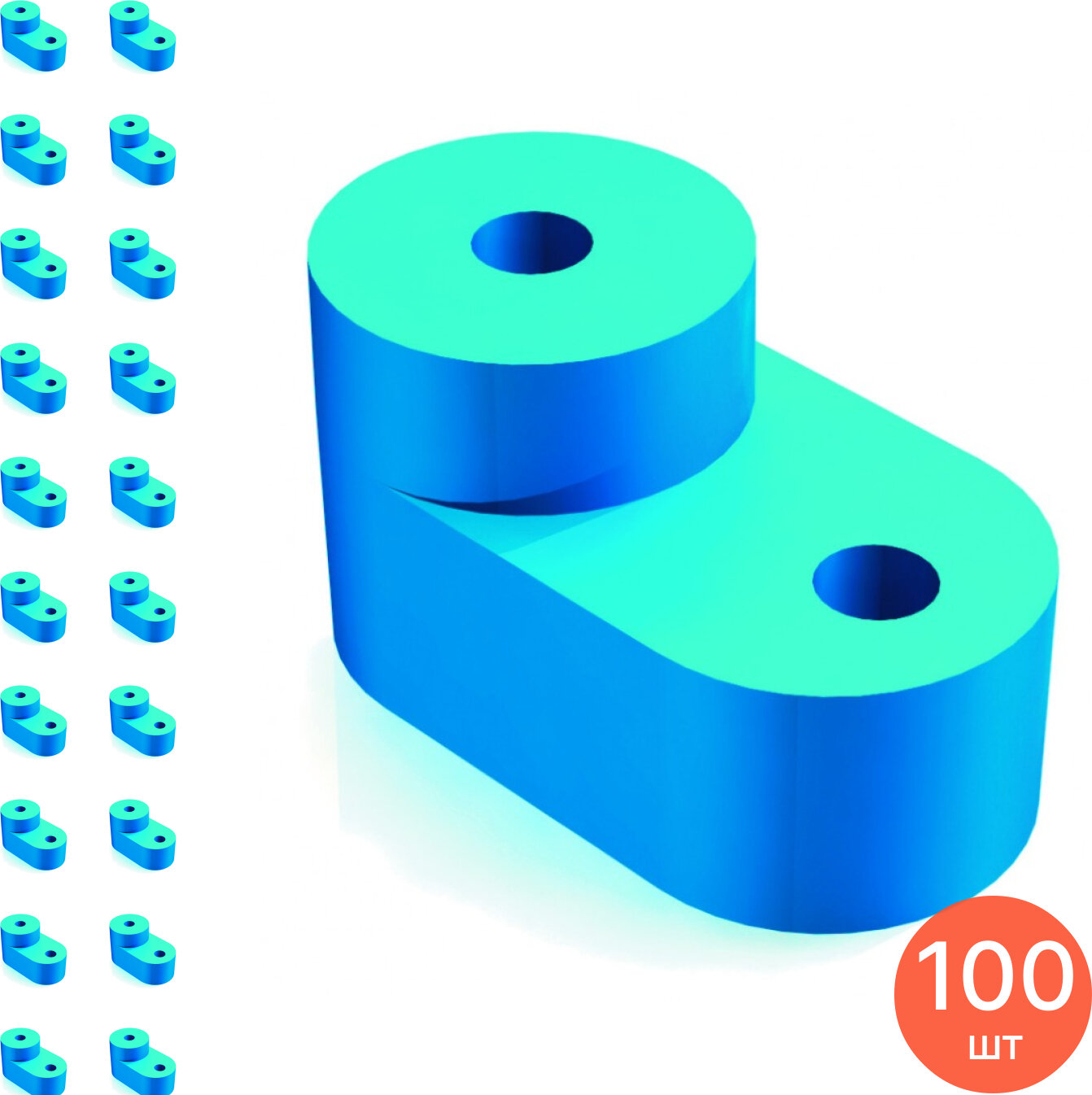 Изолятор DEKraft / Де Крафт ИУ101-08 угловой для нулевой шины, из пластика, синий, 32253DEK / электрика (комплект из 100 шт)