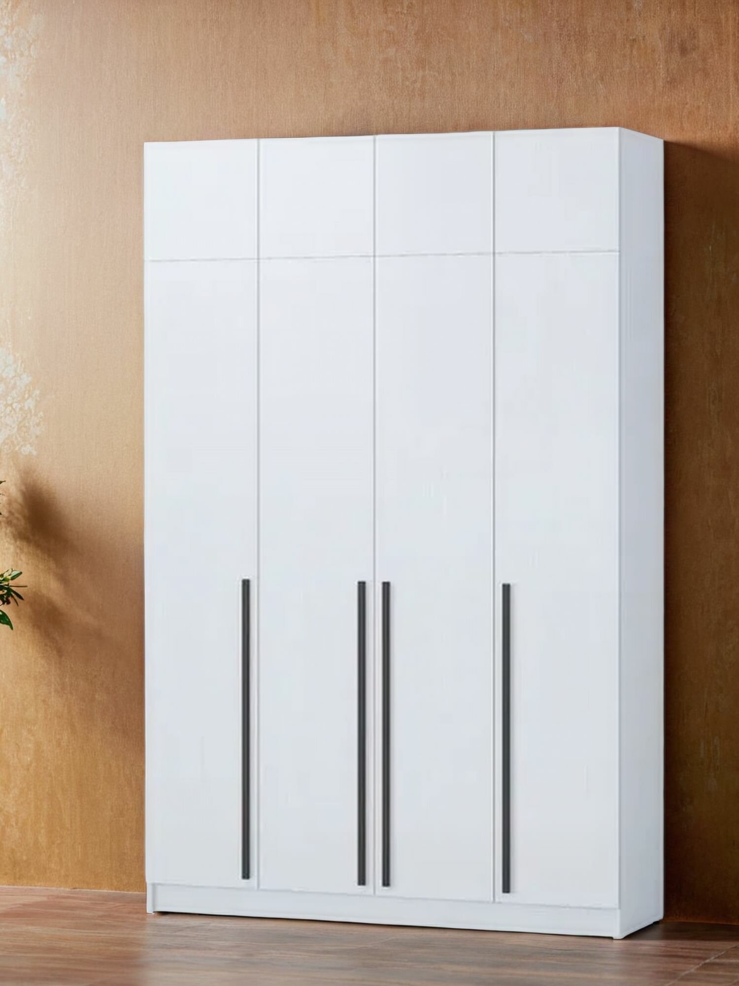 Шкаф для одежды распашной с зеркалом и антресолью 1,6 "Бастион" Белый древесный