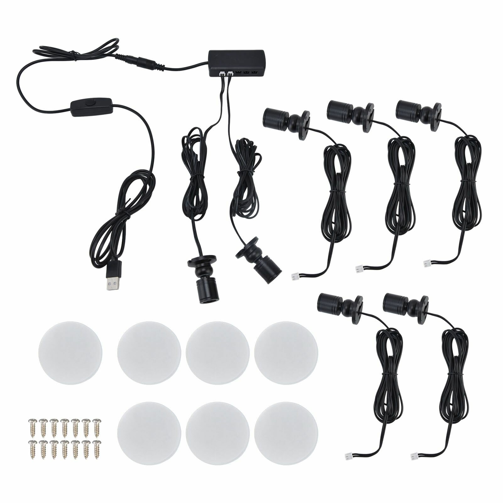 Витрина Освещение USB Диммируемая Круглая Маленькая Светодиодная Лампа для Шкафа Для Выставочного Зала 1 для 7