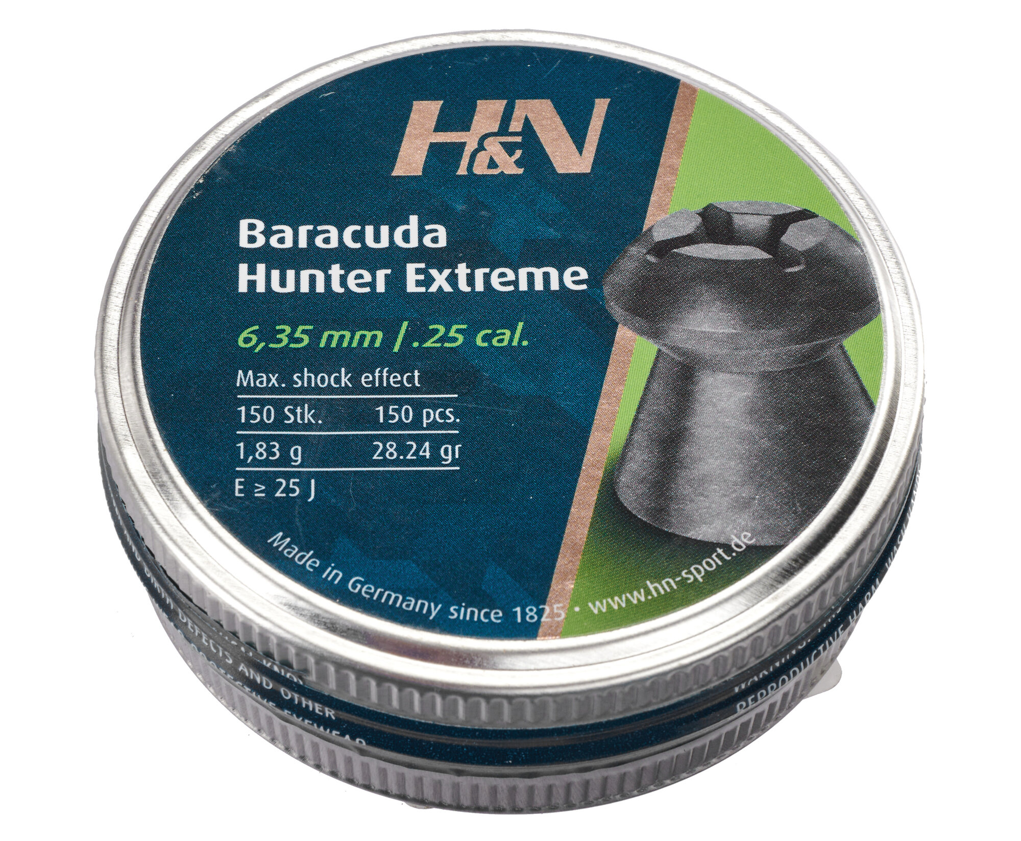 Пули пневматические H&N Baracuda Hunter Extreme 6.35 мм (150 шт, 1.83 г)