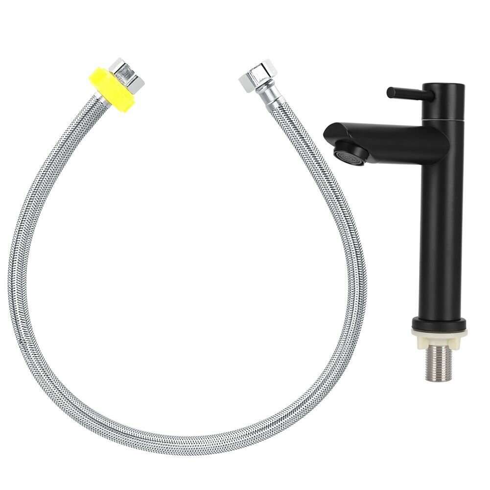 Черный одиночный кран для холодной воды из нержавеющей стали, домашний кран для воды в ванной комнате, аксессуары для туалета