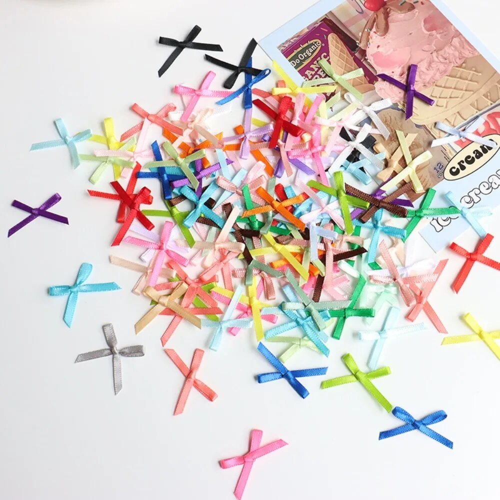 100 мини бантиков из полиэстера 2x3 см, Mixed Color 10