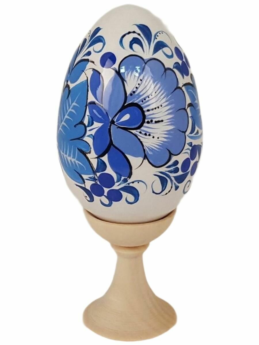 Яйцо пасхальное хохломское 7х5 см. - Зимние маки, Хохломская роспись, ручная авторская работа