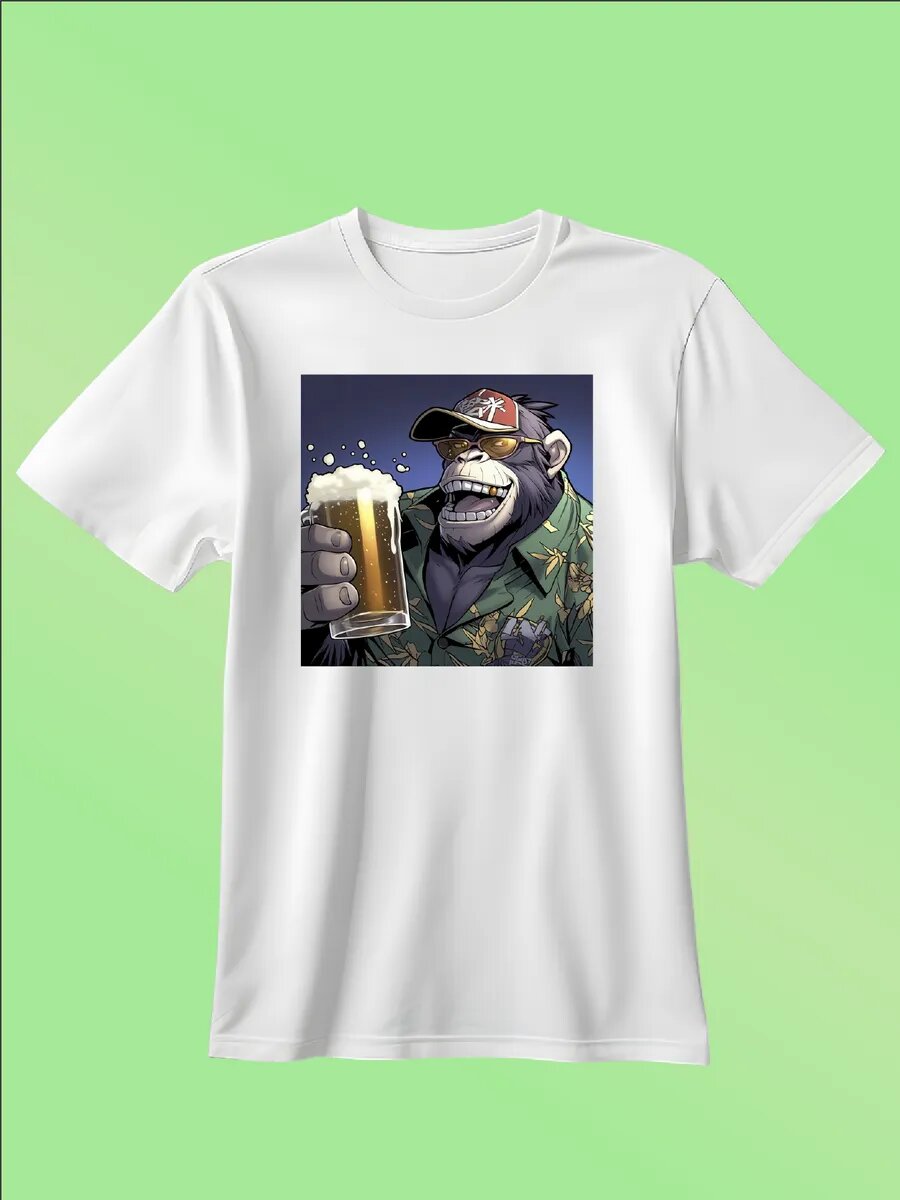 Футболка горилла с пивом