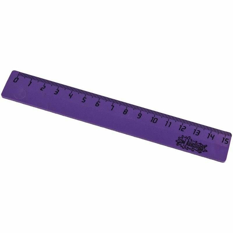 Линейка 15 см №1 School пластиковая фуксия