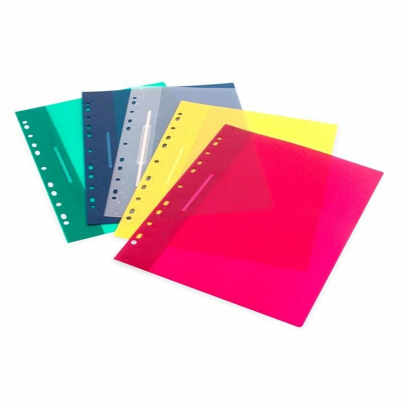 Скоросшиватель пластиковый с перфорацией Комус А4 до 100 листов (толщина обложки 0.18 мм, 10 штук в упаковке)