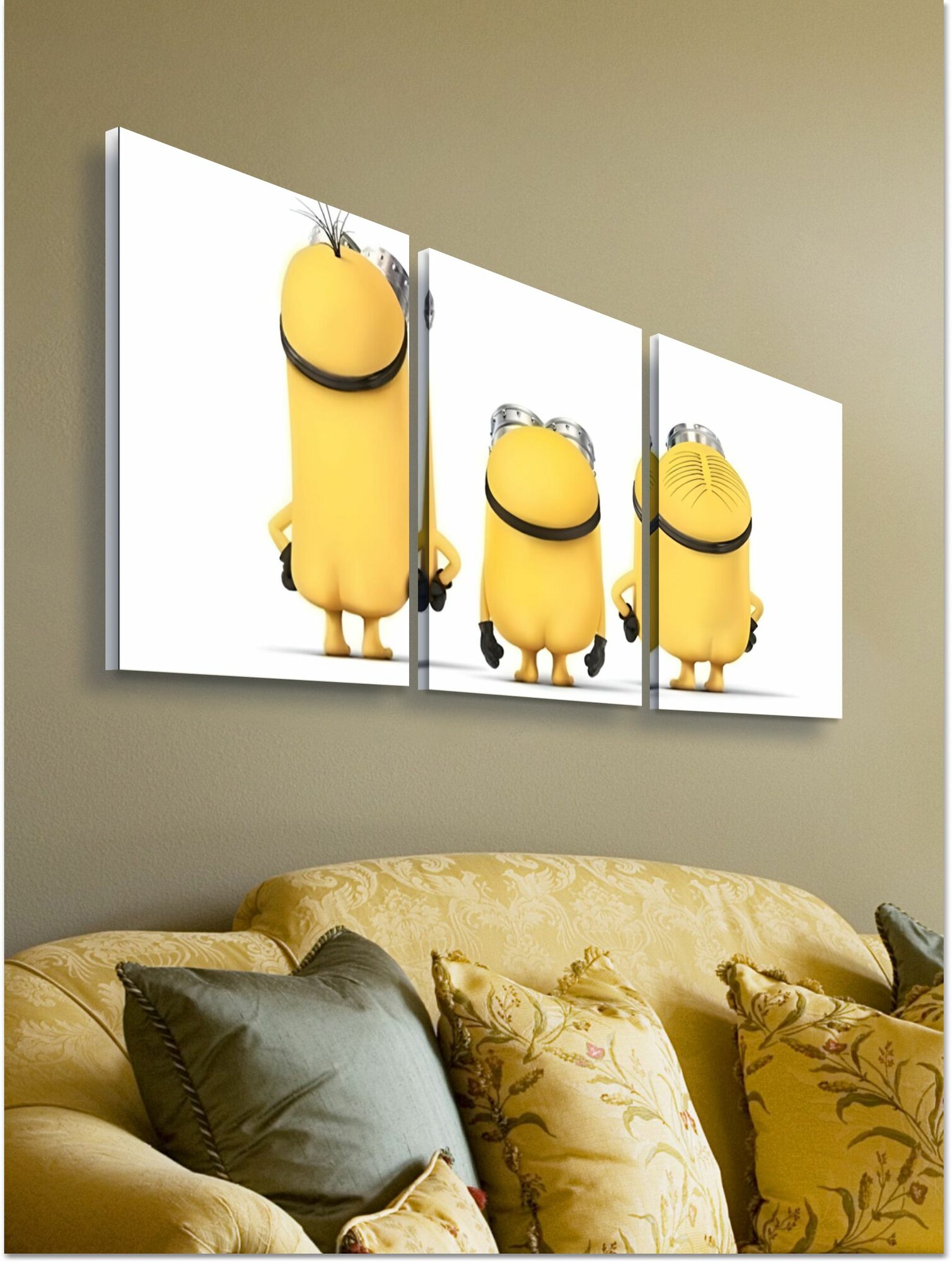 Картина Миньоны без стеснения модульная 50x70см 3шт.