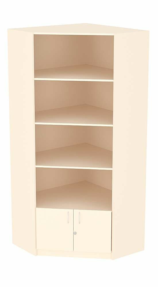 Стеллаж угловой из ДСП серии Эконом №5-4 (торец 400 мм) с дверками 410 мм, Крем Вайс