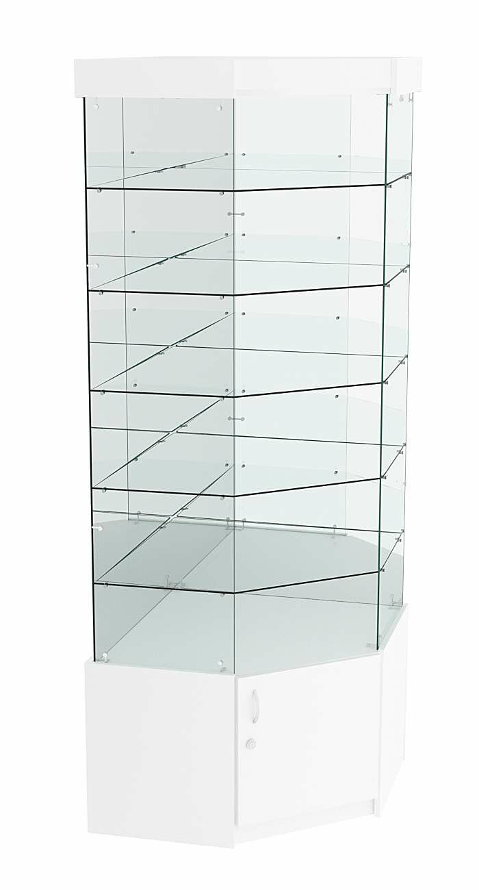 Витрина "Истра" угловая №9114, пятигранная, (З. С-зеркало), без дверей, Белый