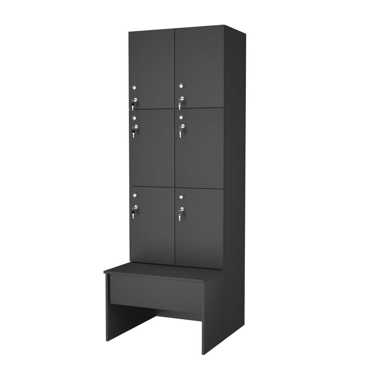 Шкаф для раздевалок со скамейкой комбо-трио №2-1, Черный. Производитель товара - компания ТОБ.