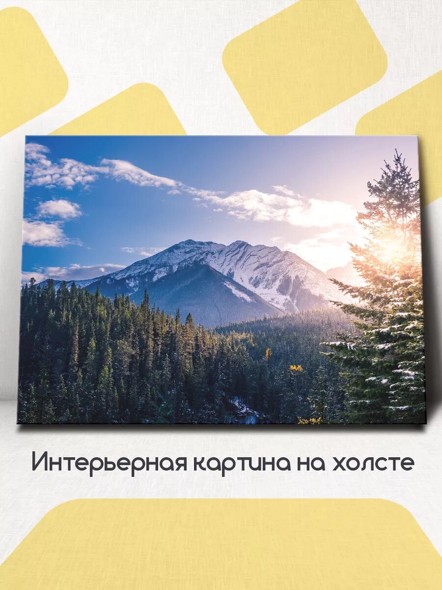 Картина на стену интерьерная Пейзаж солнце и горы 60x45 см