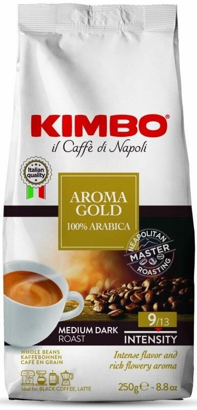 Кофе в зернах Kimbo Голд 100% Арабика, в/у, 250г