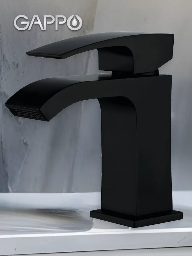 Смеситель для раковины(умывальника) Gappo G1007-6 латунь черный