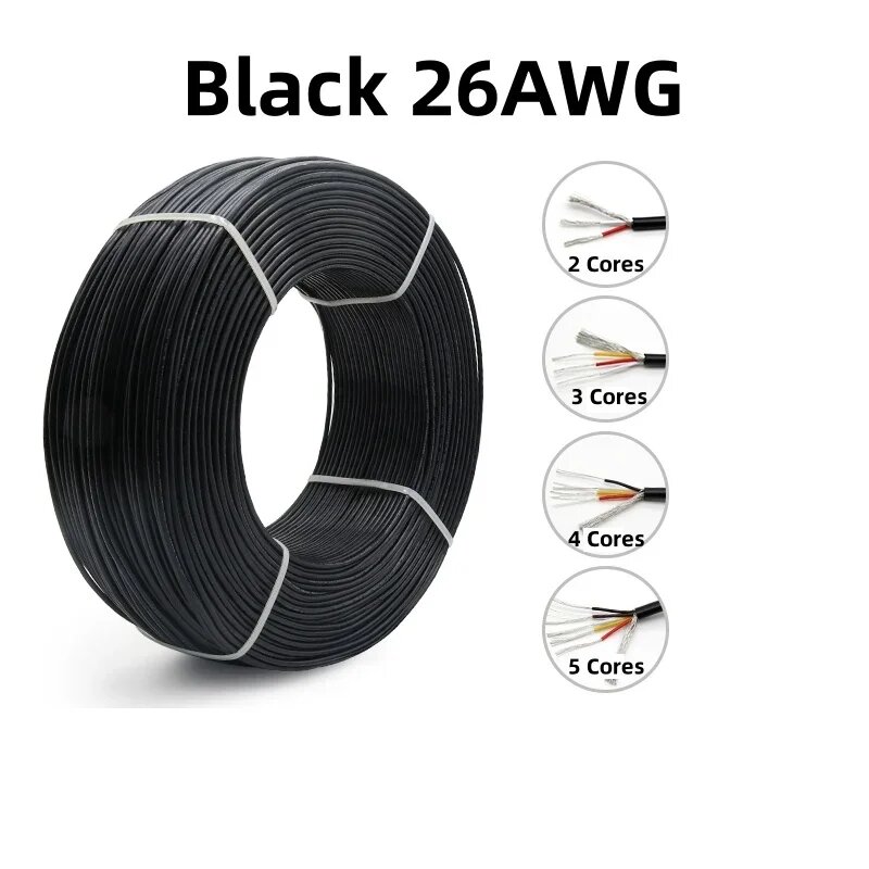 Экранированный кабель UL2547 из луженой меди 4 Cores, Black 26AWG, 5Meter
