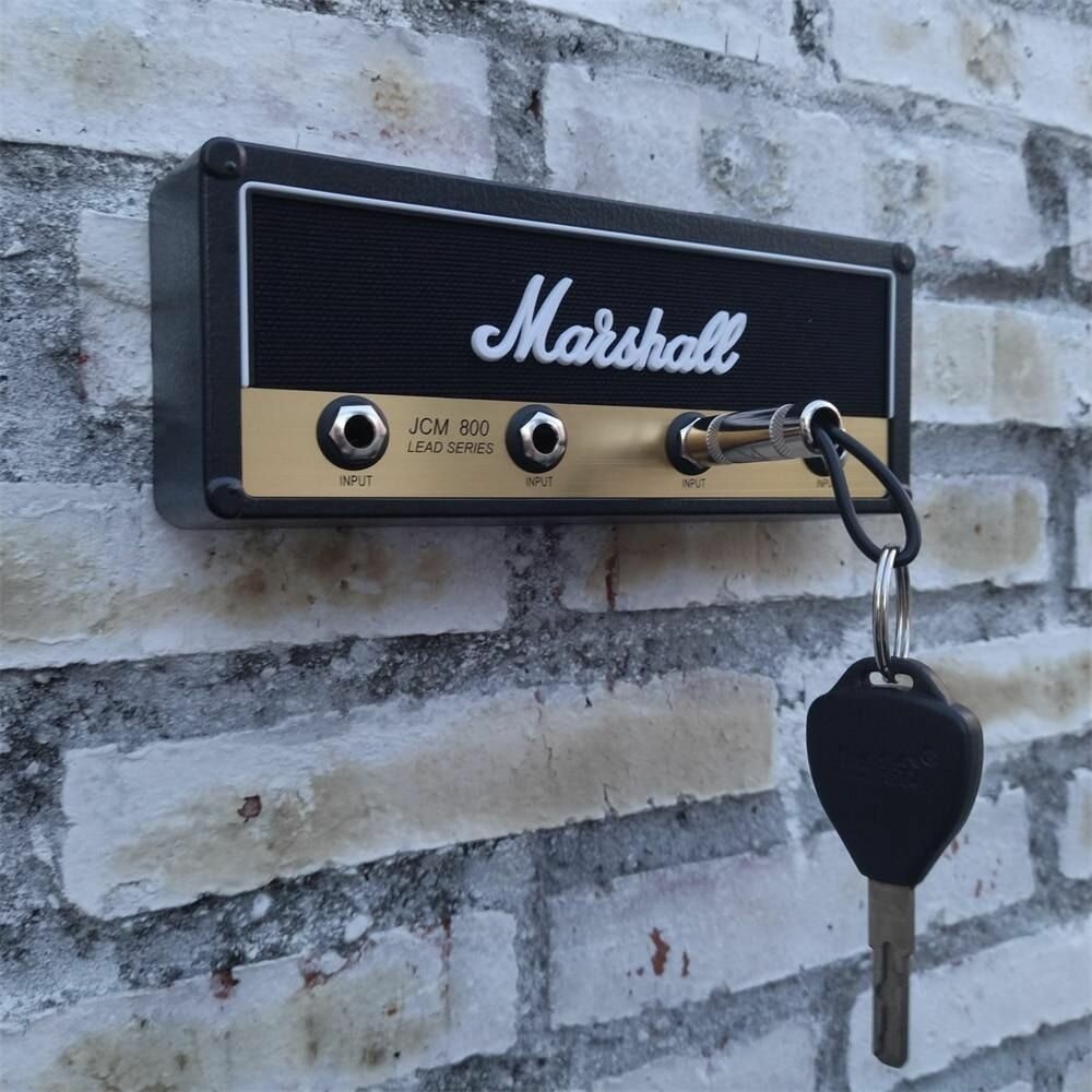 Ключница "Marshall", настенная, с 4 крючками, пластик, черная