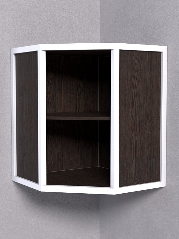 Антресоль угловая А-05 "стронг" в стиле лофт, Дуб Венге + металлический каркас Белый