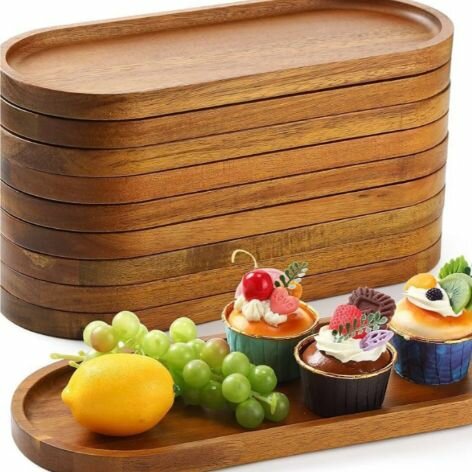 Поднос деревянный, DAENERO, овальный, менажница, для чая и кофе, тарелка для фруктов, ягод, сладостей, подарок
