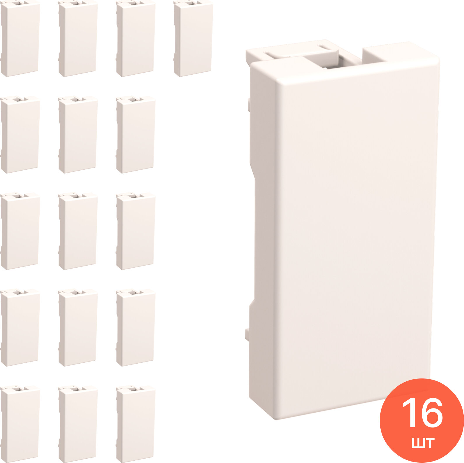 Заглушка IEK / ИЭК ЗК-00-01-П, пластиковая белая, 1 модуль, размером 45х22мм / аксессуары для кабель каналов (комплект из 16 шт)