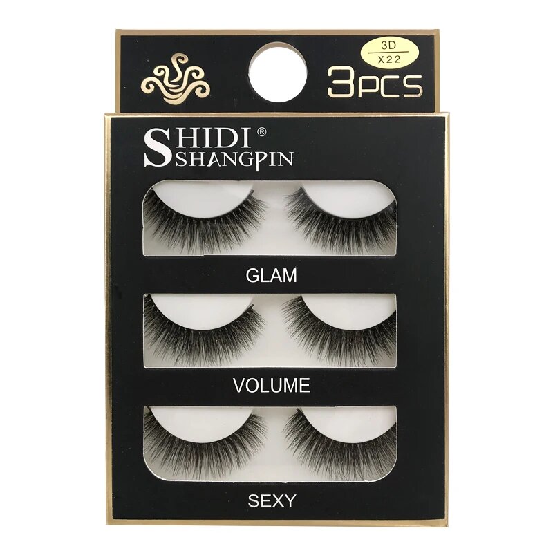 Искусственные ресницы SHIDISHANGPIN 3D черные 3 пары 3pairs-X22