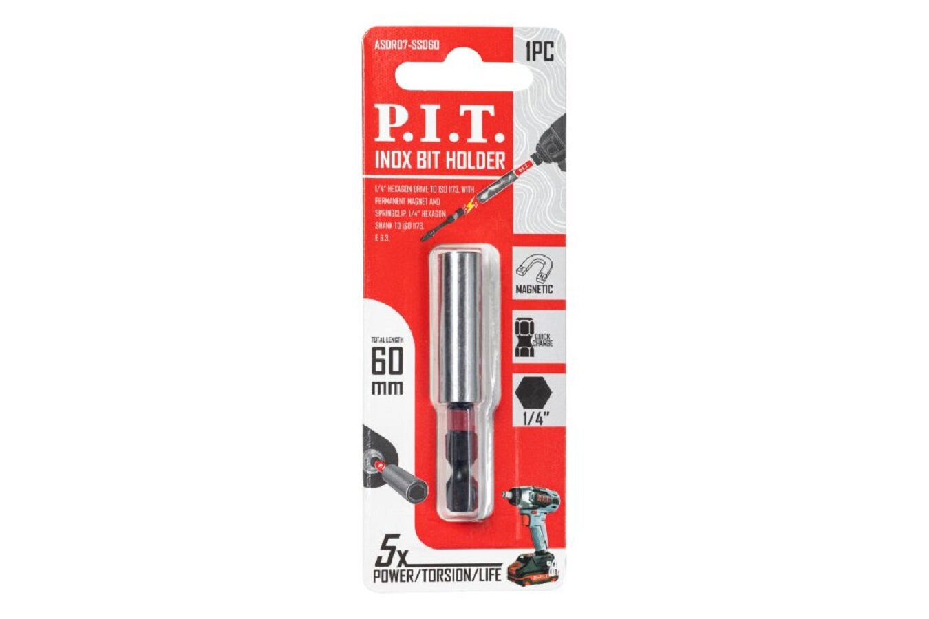 Удлинитель для бит 60 мм P. I. T.(ASDR07-SS060)