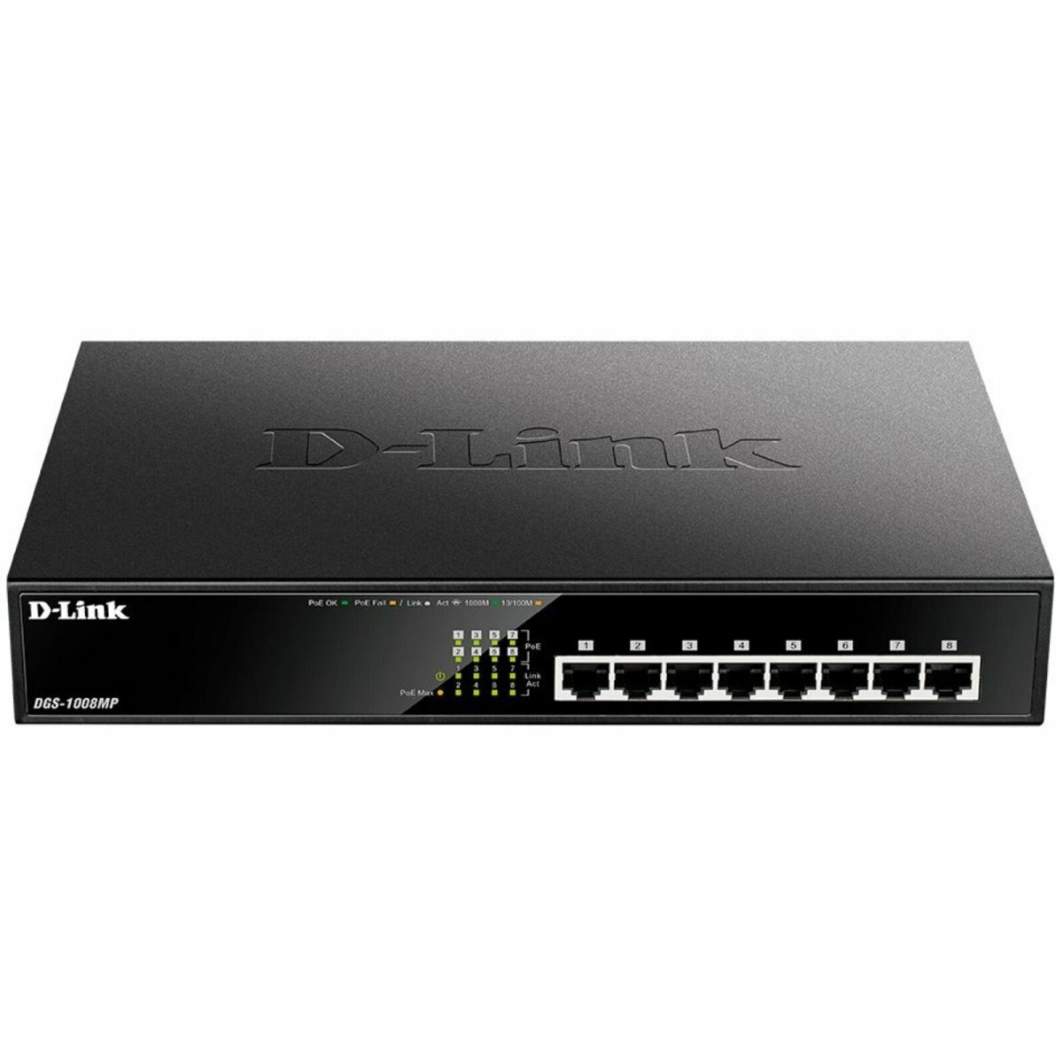 Коммутатор D-Link DGS-1008MP/B1A 8G 8PoE+ 125W неуправляемый