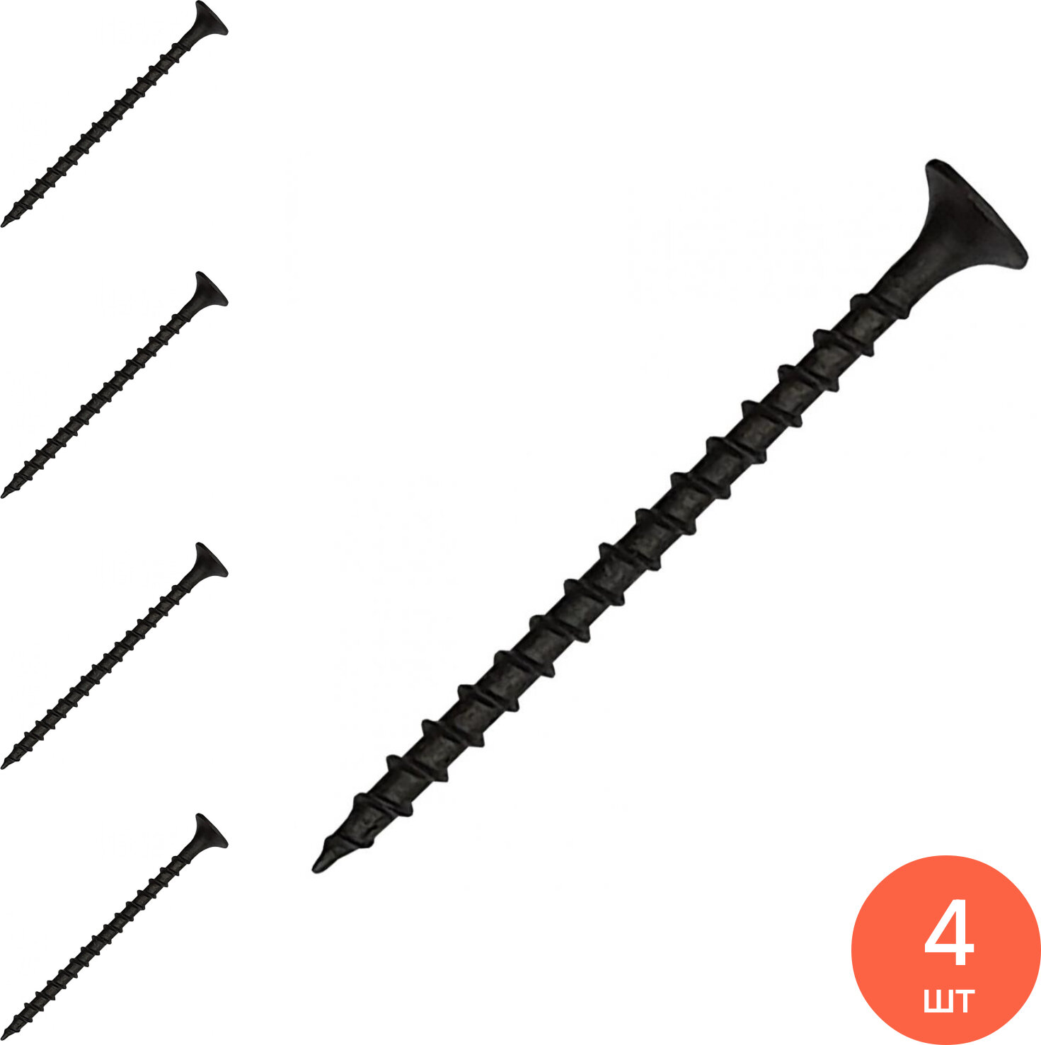 Саморез MIXTON / Микстон для гипсокартона по дереву с потайной головкой из стали, черный, 3.5х70мм, PH2, 40шт. в упаковке / крепеж (комплект из 4 шт)