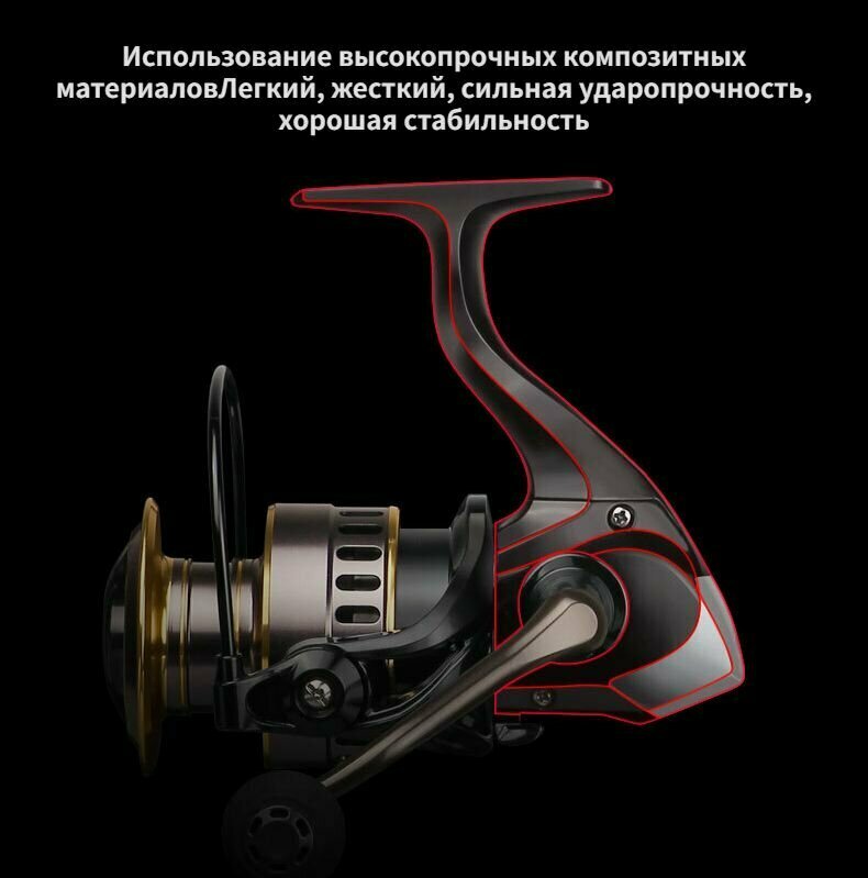 Катушка рыболовная 7000, 12 подшипника безынерционная для спиннинга, удочки, фидера, удилища.