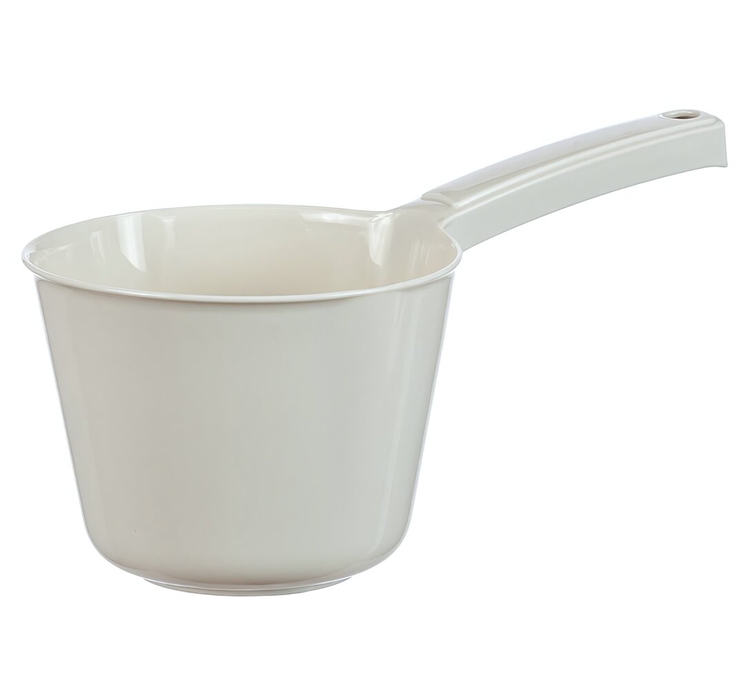 Ковш 1л белый ротанг, удобные носики для слива, мерная шкала