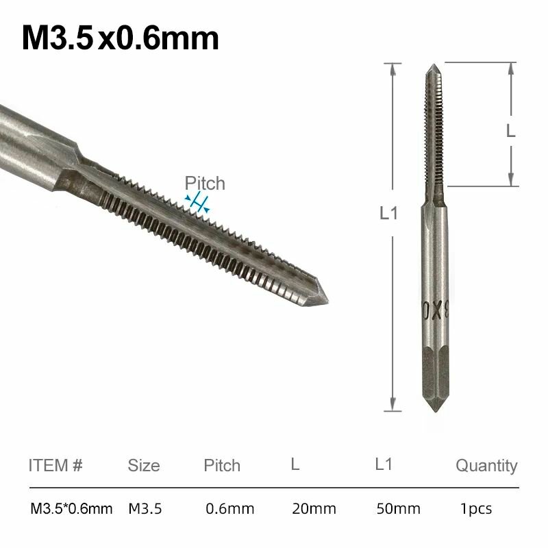 Метчик метрический XCAN M3,5х0,6мм, прямая канавка