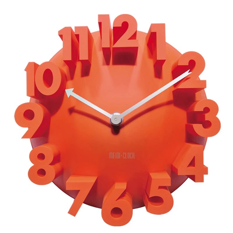 Настенные часы Sunlynn 3D круглые цифровые черные, красные, белые, clock, Оранжевый