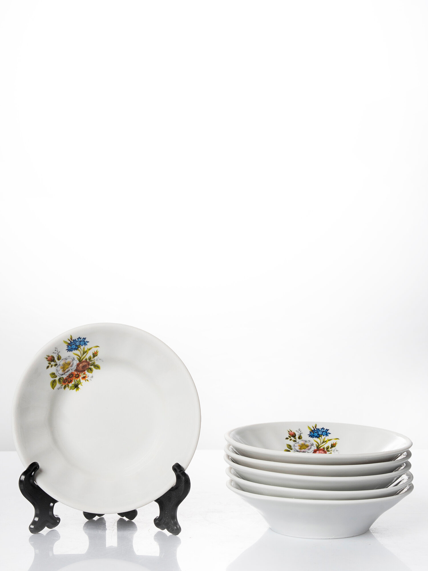 Набор фарфоровых блюдец для варенья 110 мм. "Букет цветов" 6 шт.