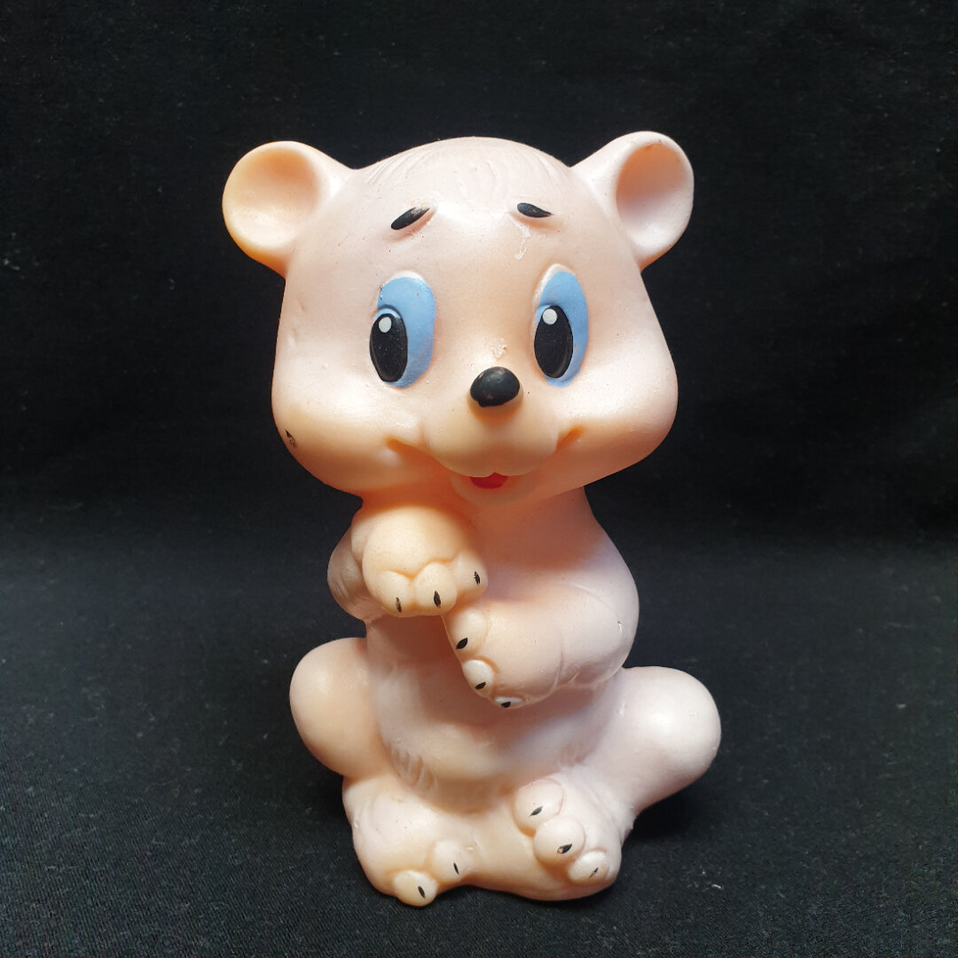 Резиновая игрушка мишка, высота 17 см, хороший сохран. Винтаж, СССР.
