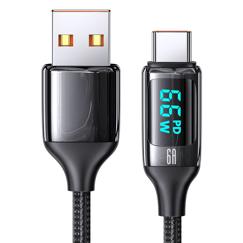 Кабель для передачи данных PD60W, цифровой дисплей, 100Вт, 6А, 1.2м, черный