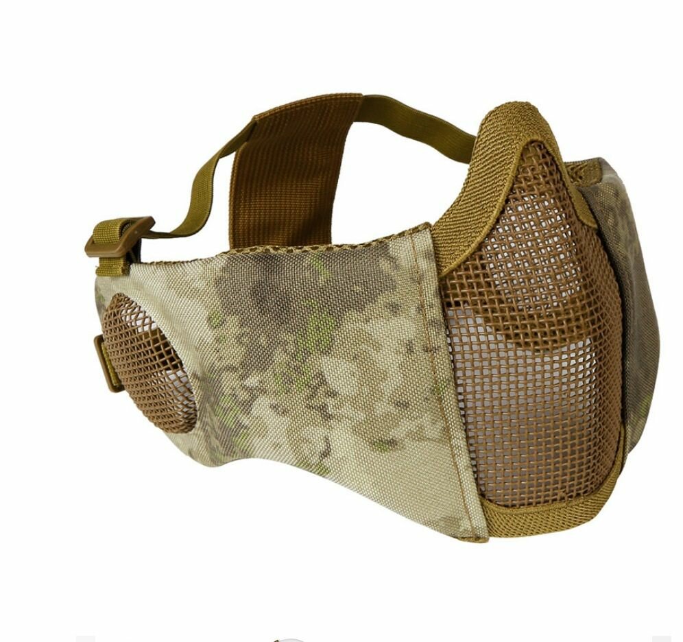 Защитная маска для страйкбола из сетки с защитой ушей камуфляж АТ
