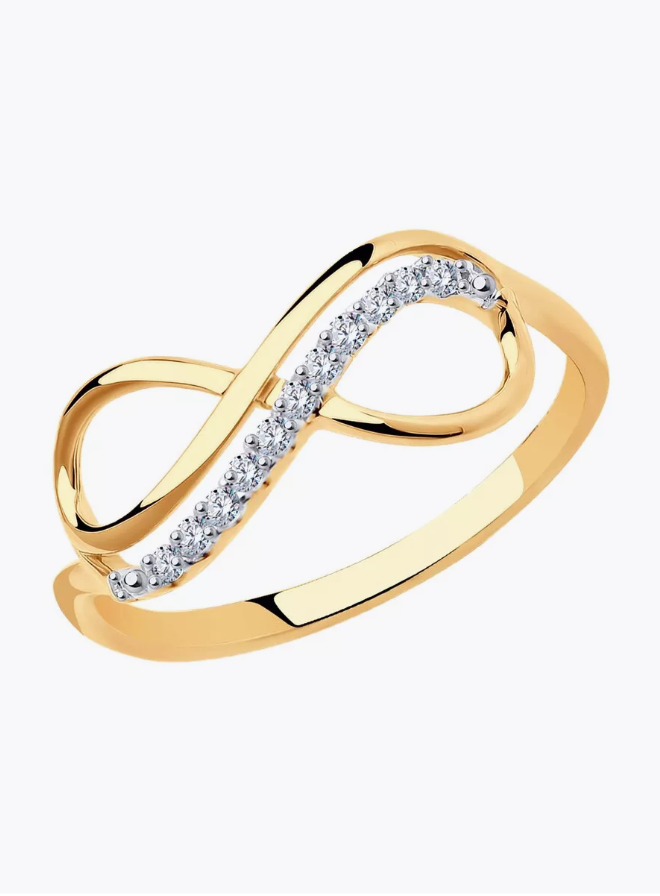 Кольцо, красное золото, 375 проба, фианит