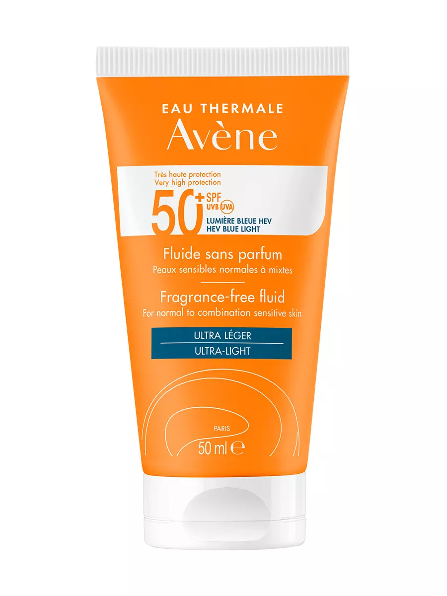 Флюид Avene солнцезащитный SPF50+ без отдушек, для чувствительной кожи, 50 мл
