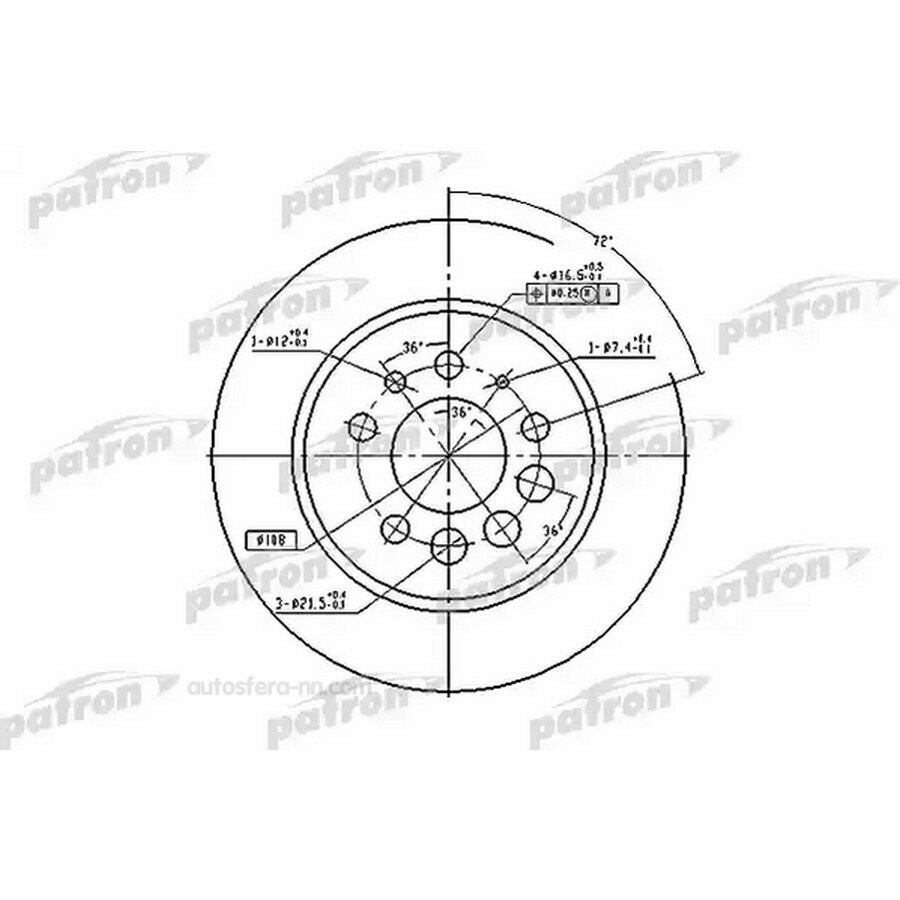 PATRON PBD1674 Диск тормозной задн VOLVO: 240 74-93, 240 Kombi 74-93, 260 74-82, 260 универсал 75-82, 740 83-92, 740 Kombi 85-92, 760 81-92, 760 Kombi 82-92, 780 86-87, 940 90