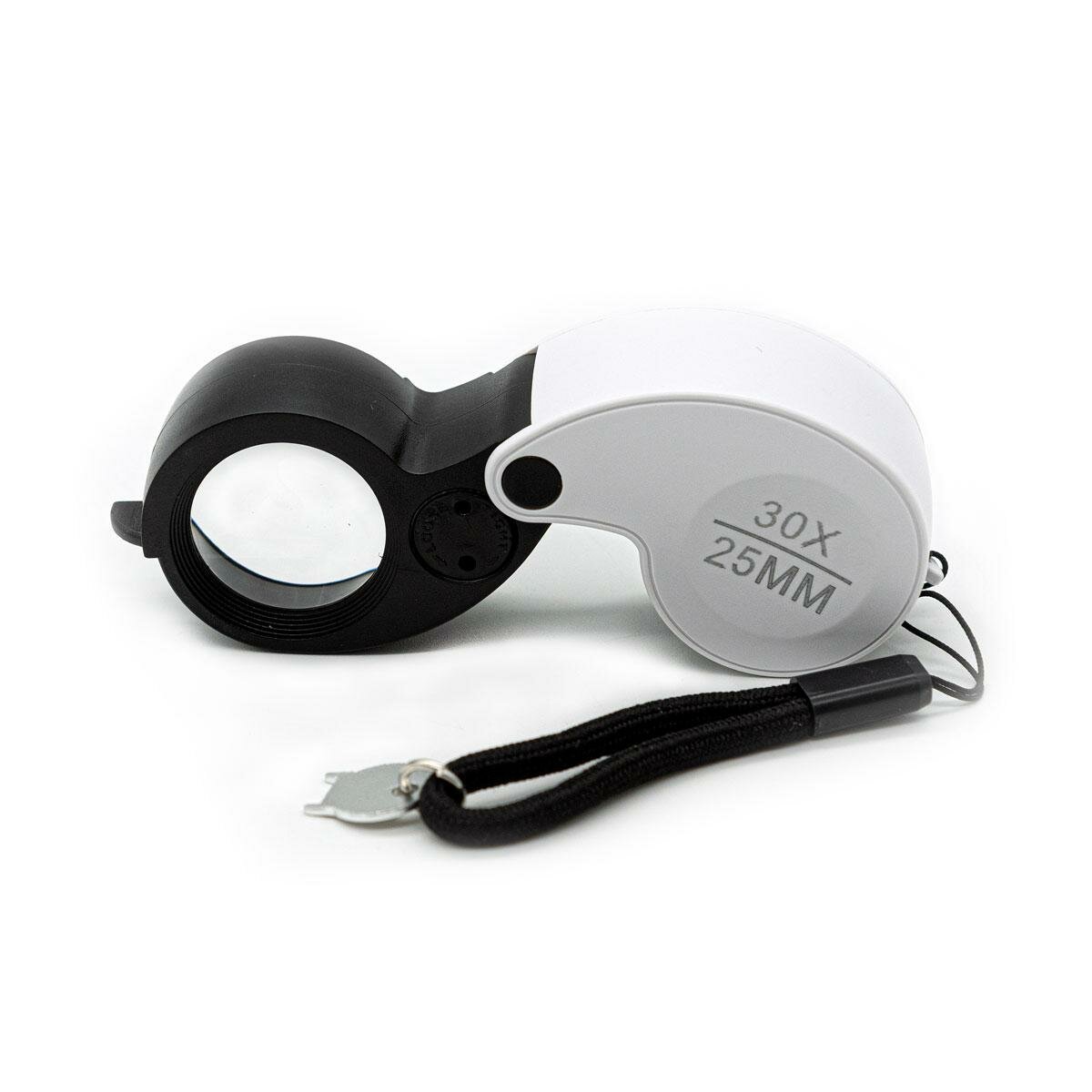 Лупа айрис Складная, увеличение 30х, диаметр 25 мм, с подсветкой, 2 LED, 92530