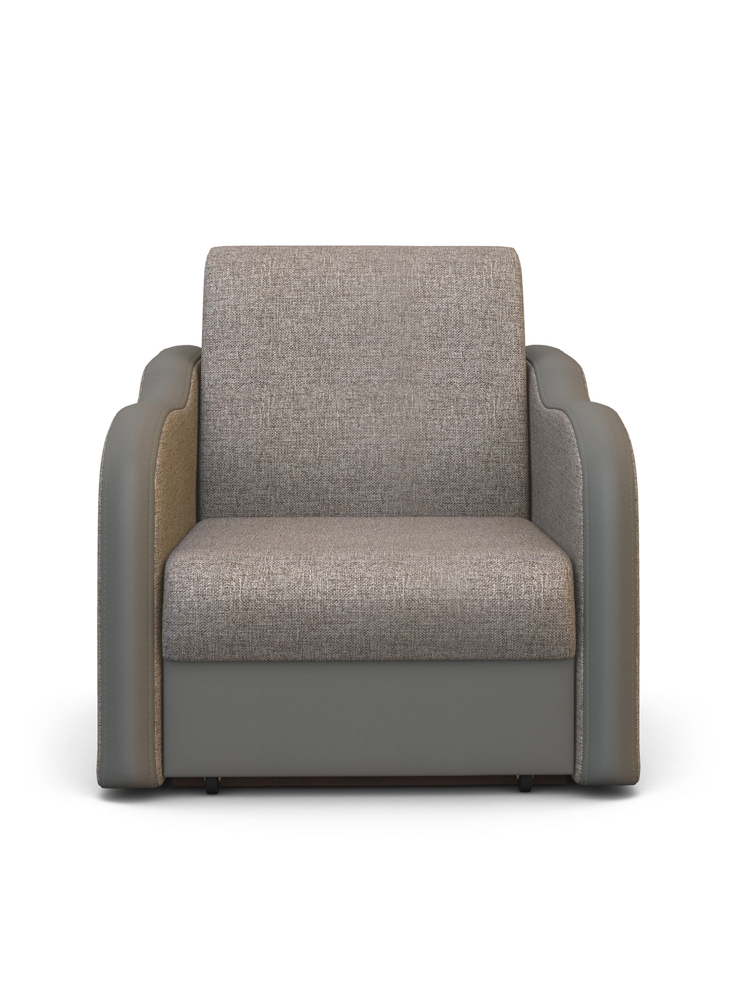 Кресло-кровать Коломбо, спальное место 80х194 см, механизм аккордеон, экокожа светло-коричневый и рогожка бежевый