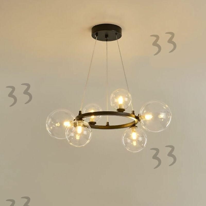 Современная металлическая люстра со стеклянным шаром