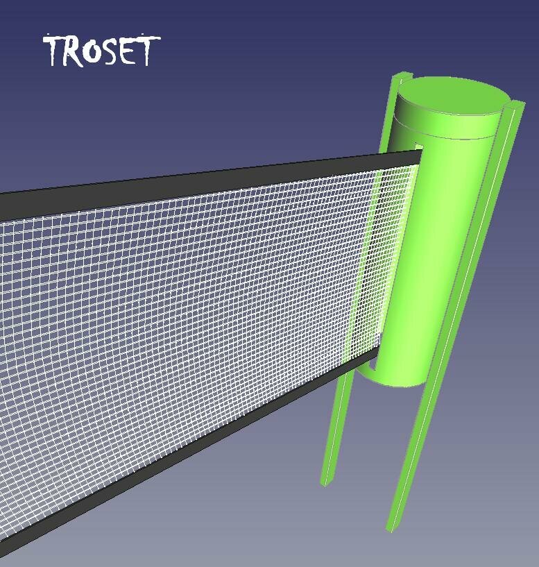 Стойки для бадминтона с сеткой TROSET 001 уличные с системой автоматического натяжения бетонируемые в грунт