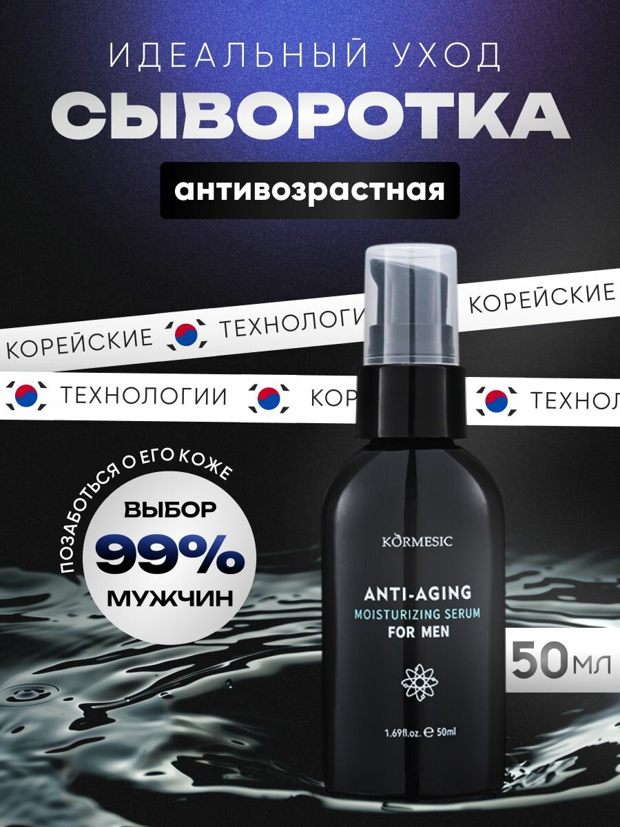 Сыворотка для лица Антивозрастная с Пептидами, Увлажняющая сыворотка от морщин мужская