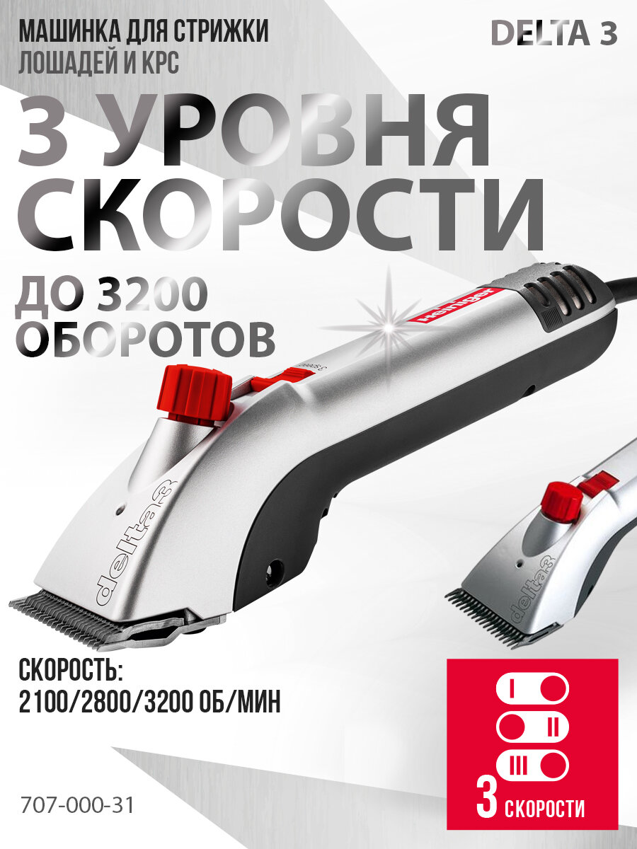 Профессиональная машинка Heiniger Delta 3 для стрижки лошадей и КРС лезвия 31/15