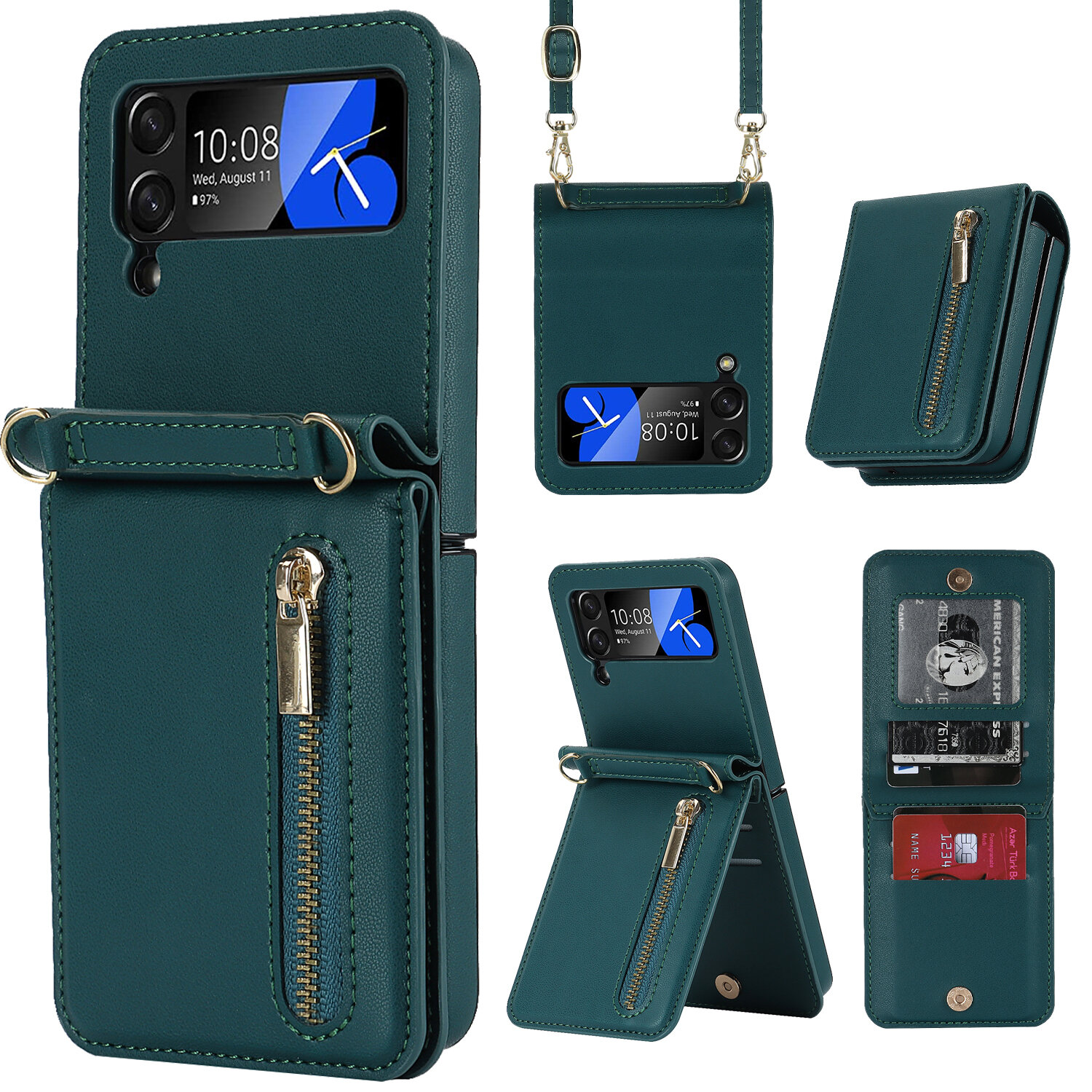 Подходит для Samsung Galaxy Z Flip3 / Самсунг Галакси Z Flip3 чехол для телефона, Складной All Inclusive молнии раскладушкa держатель раскладушка, Z Flip3, подставка, soft touch,360° Полная защита,