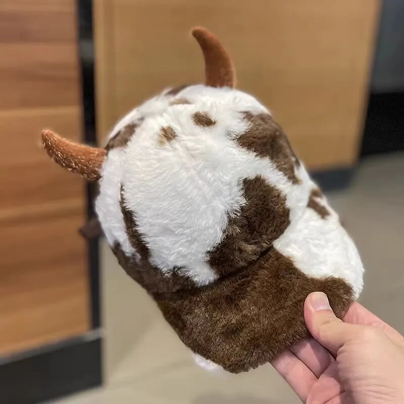 Плюшевая шапка с рогами Коричневый, coffee hat