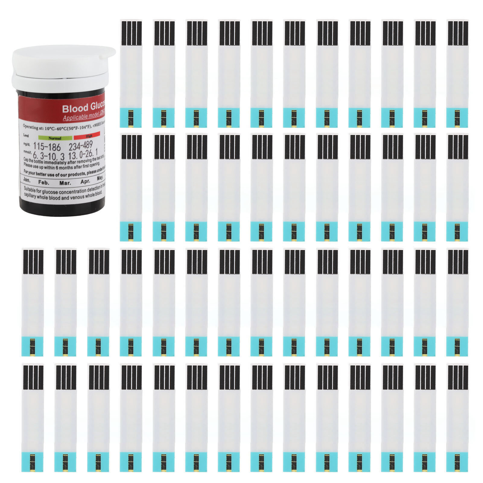 Тест-полоски на 50 отсчетов на уровень глюкозы в крови, точные тест-полоски на уровень сахара в крови для ПЭТ для мониторинга уровня сахара в крови при диабете