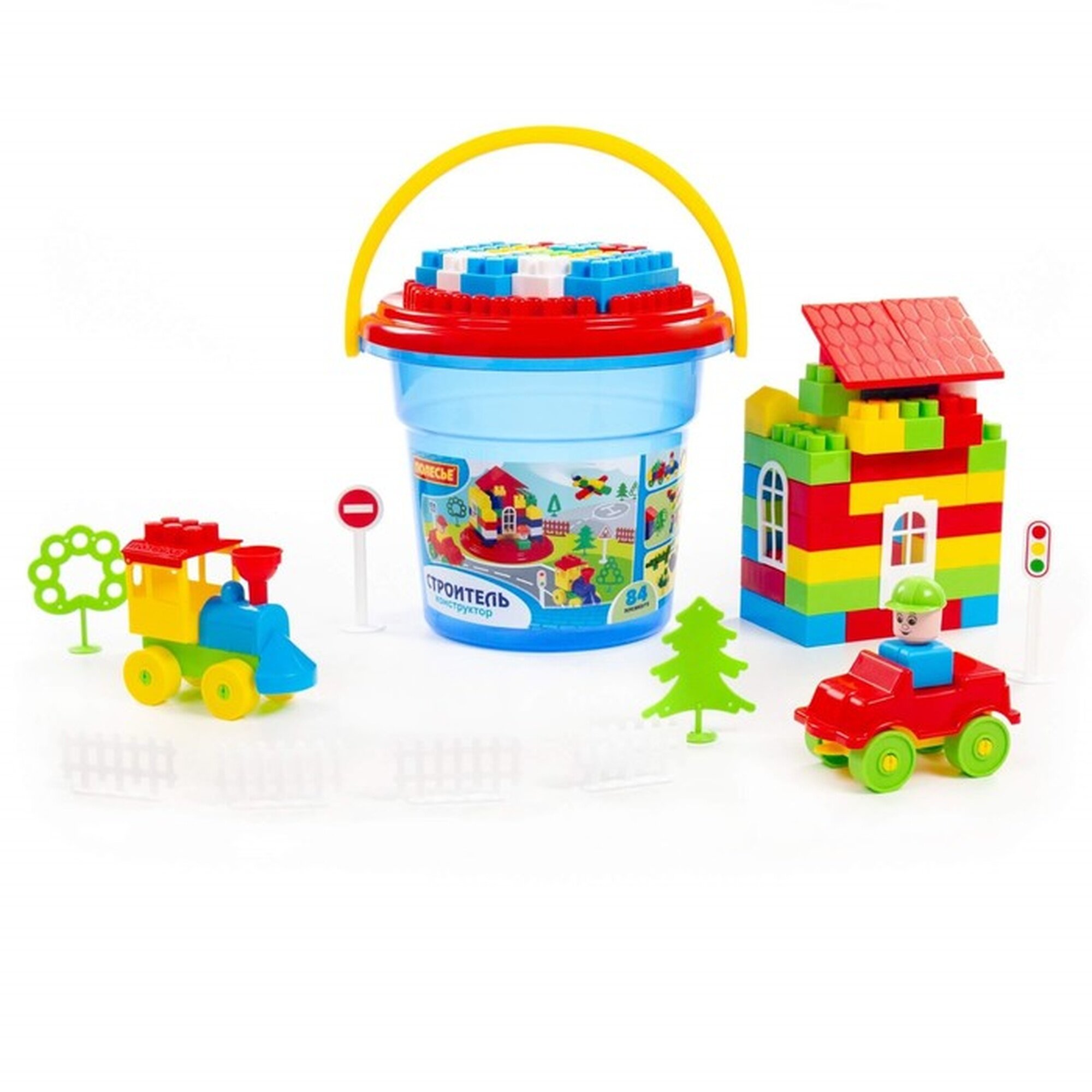Конструктор "Строитель" 84 эл в ведре с крышкой 37213 7018174